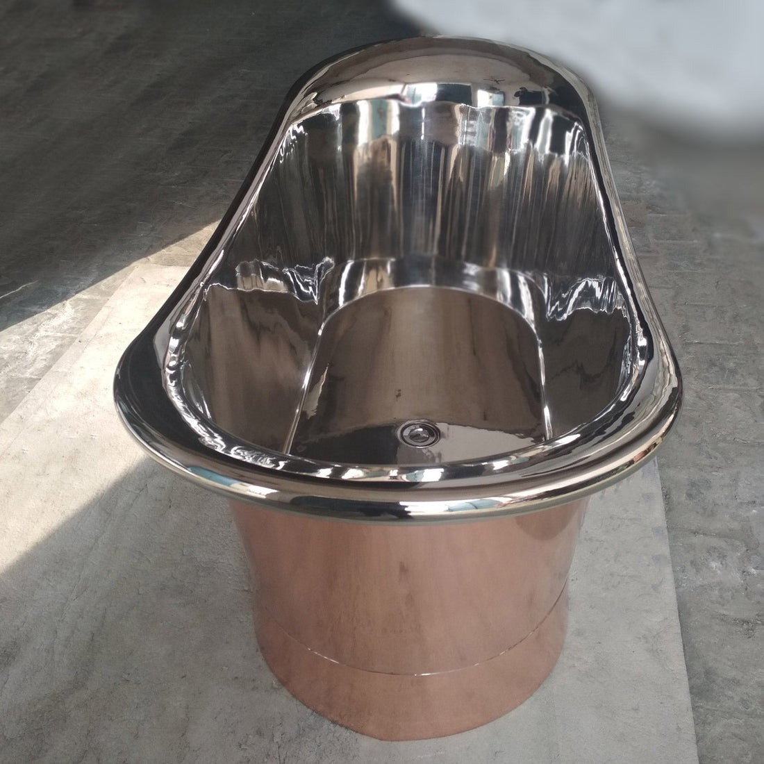 Straight Base Copper Bathtub Nickel Inside Big Size 74x28x28